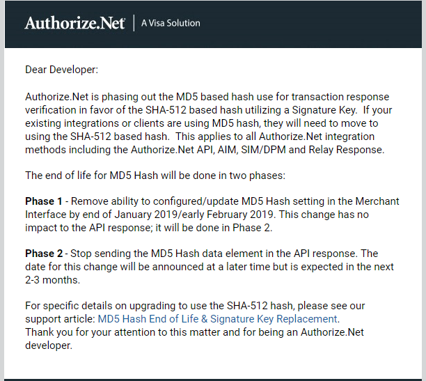 MD5 Hash End of Life & Signature Key Replacement · Issue #14 · nopSolutions/Authorize.Net-plugin ...