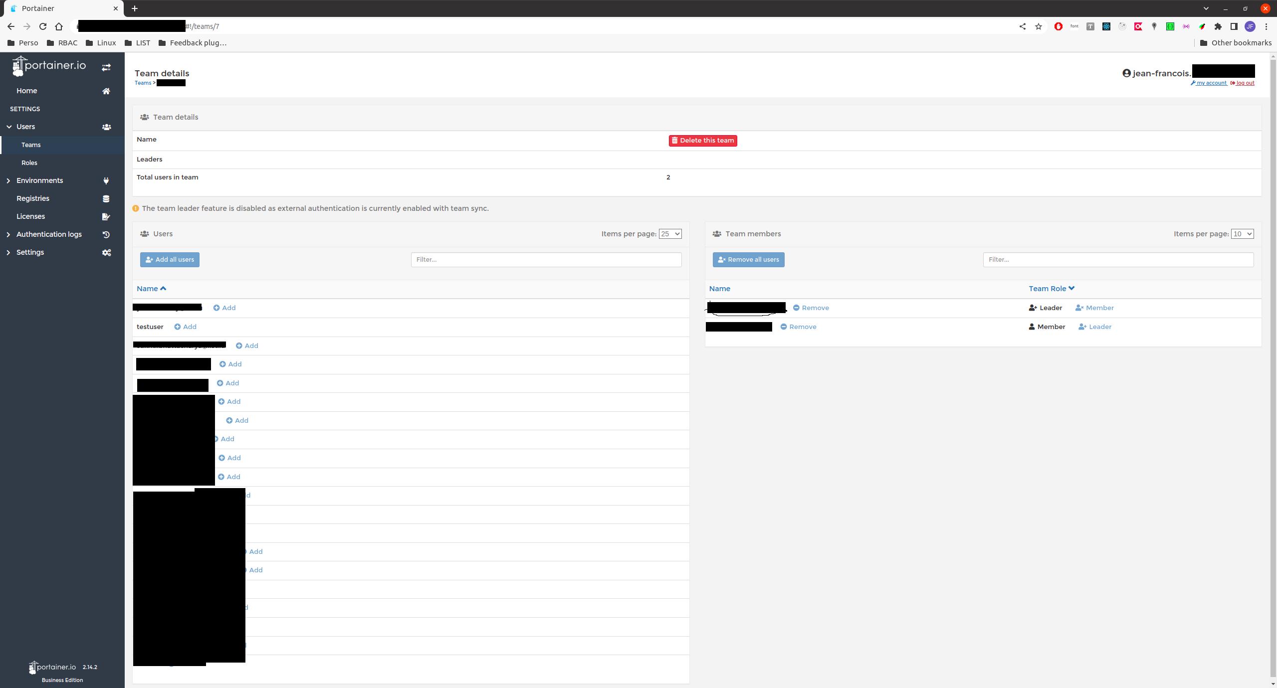 How to disable Team sync for external authentication ? · Issue #7558 · portainer/portainer · GitHub