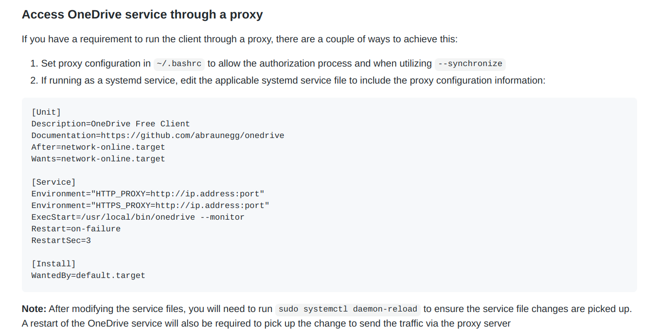 [help wanted] How can I use onedrive behind the proxy (a question after ...
