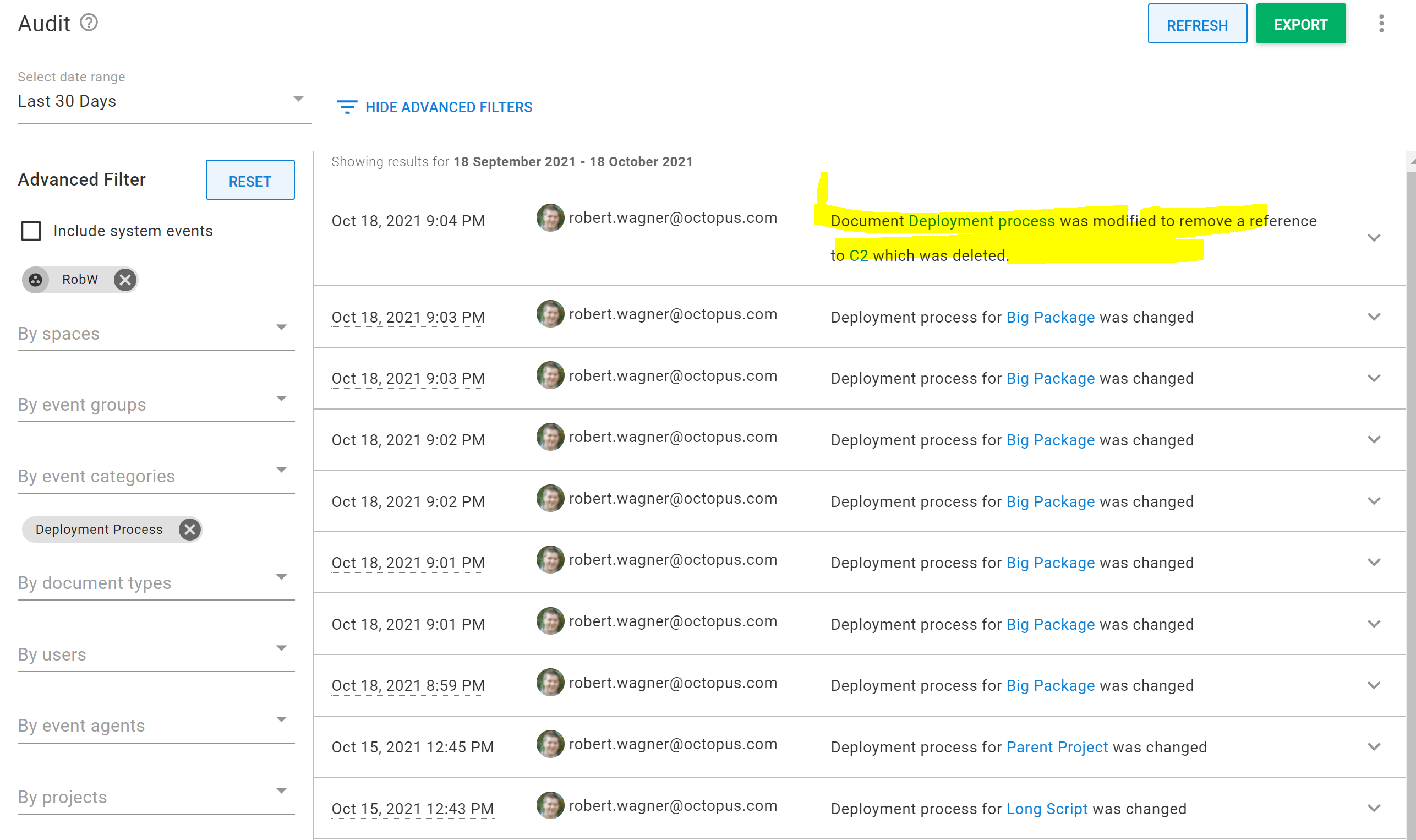 Deployment process audit record is not associated with a project · Issue #7111 · OctopusDeploy ...