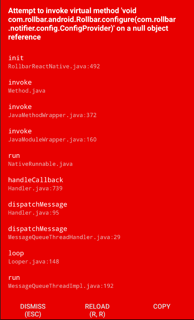 Unable to run on Android · Issue #49 · rollbar/rollbar-react-native · GitHub