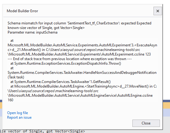 Model Builder training fails on classification dataset · Issue #1160 · dotnet/machinelearning ...