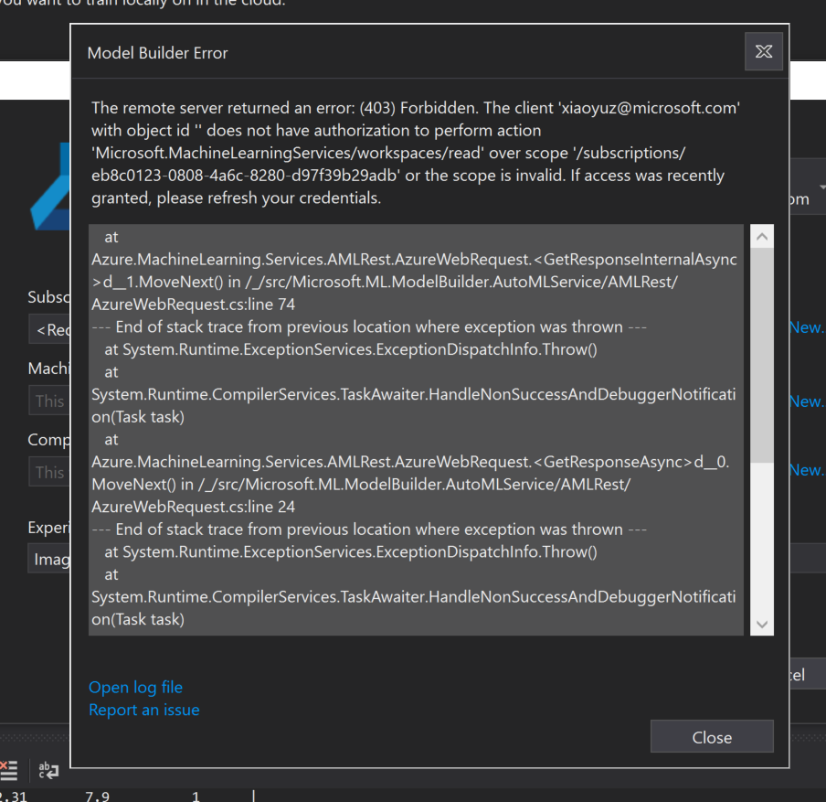 Switch among tenants causes 403 exception · Issue #1204 · dotnet/machinelearning-modelbuilder ...