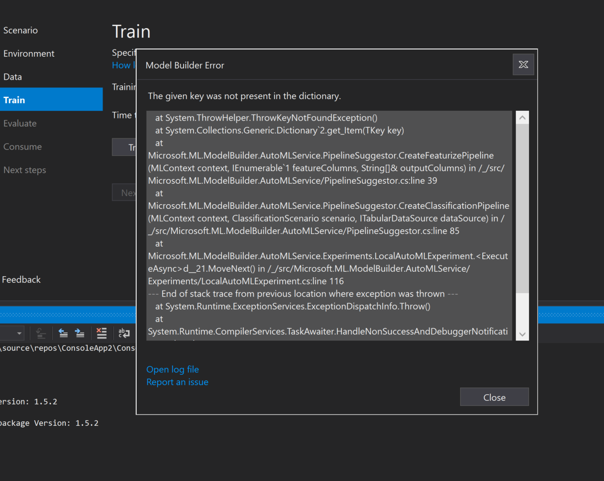 When switching scenarios, pipeline suggestor throws "key not found error" · Issue #1247 · dotnet ...