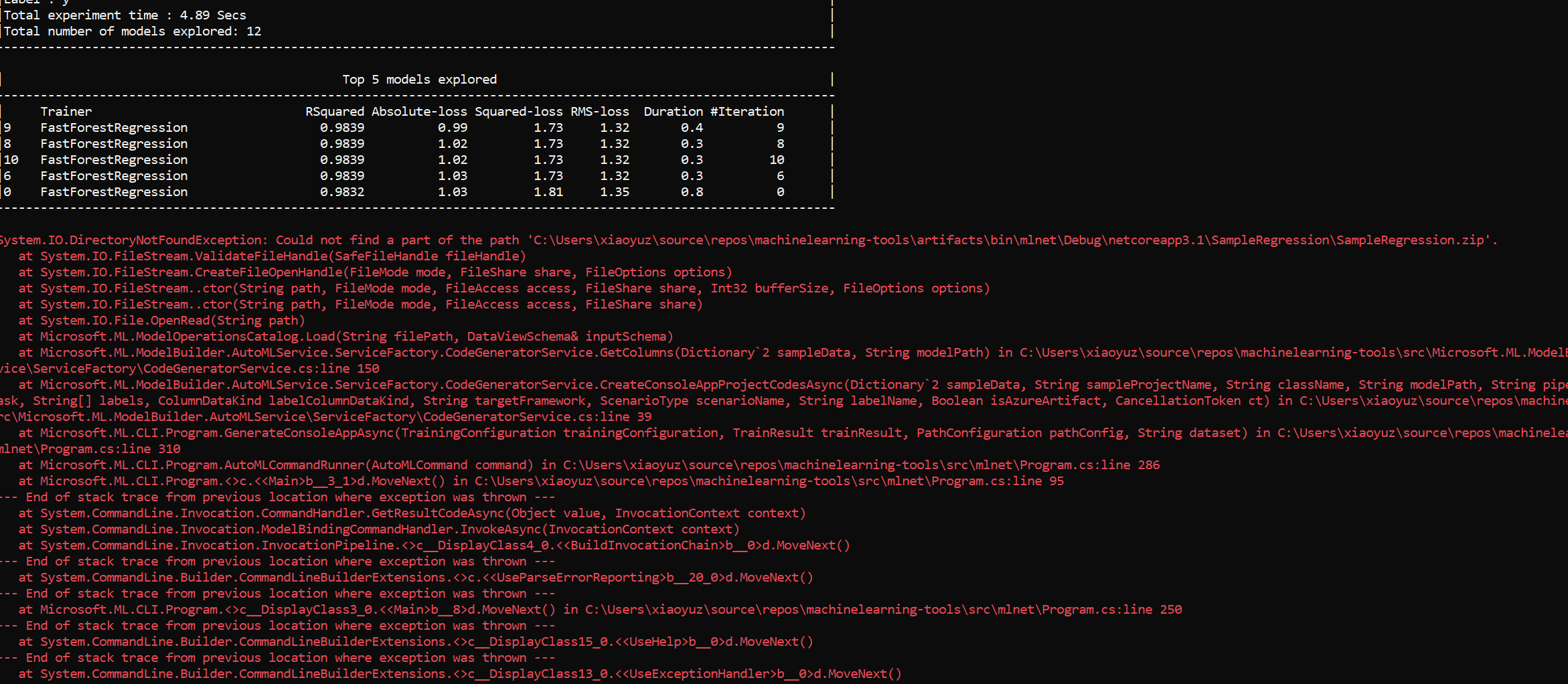 Mlnetcli Cant Load Model When Generating Project · Issue 1491 · Dotnetmachinelearning