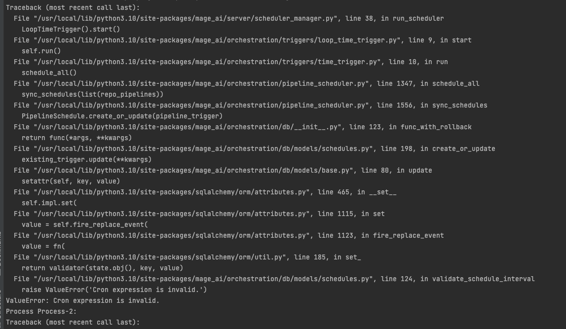 Error In Cron Expression Format Throws Terminal Exception Only And Not 8155