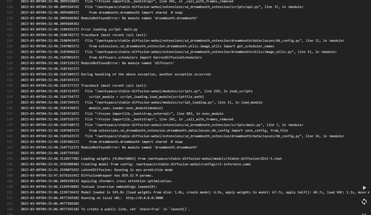 ModuleNotFoundError: No module named 'dreambooth.dreambooth' · Issue #1046 · d8ahazard/sd ...