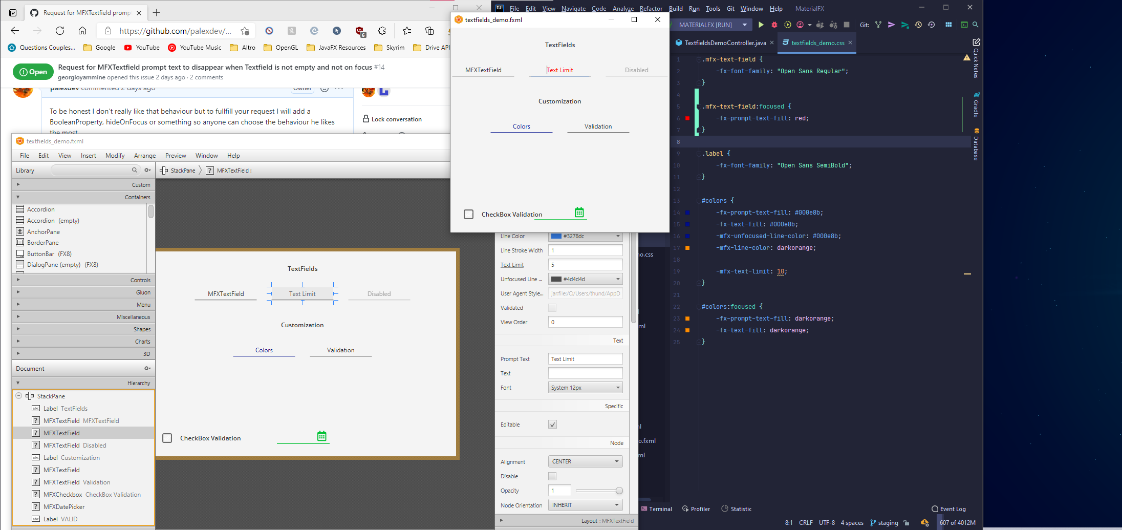 Request for MFXTextfield prompt text to disappear when Textfield is not empty and not on focus ...
