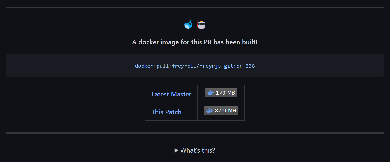 Static PR docker image sizes · Issue #238 · miraclx/freyr-js · GitHub