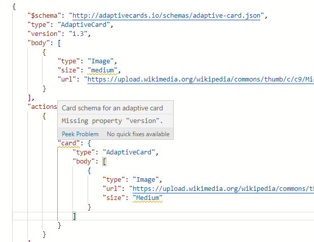 [Designer] Schema validation warnings (image size and nested cards) · Issue #6143 · microsoft ...
