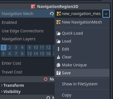The NavigationMesh resource is synchronized with the runtime scene only if it is manualy saved ...