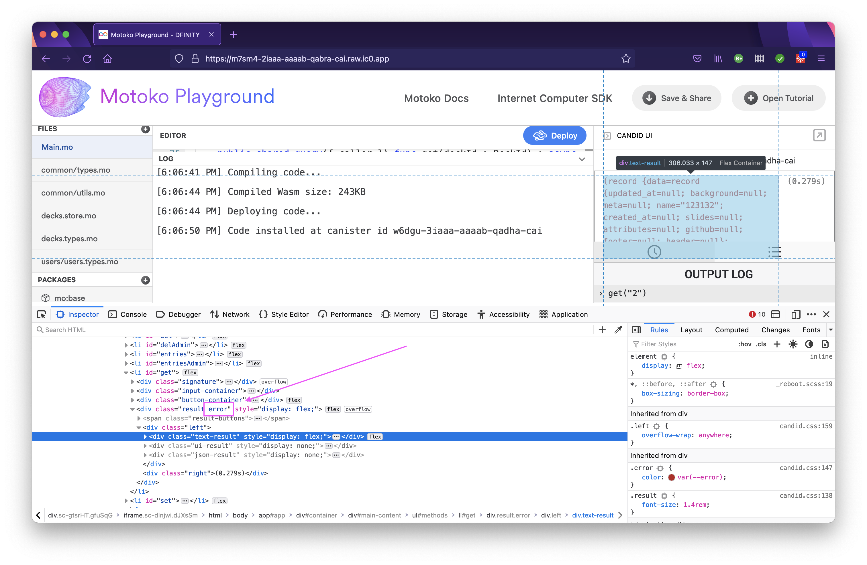 Candid UI error style not updated · Issue #67 · dfinity/motoko-playground · GitHub