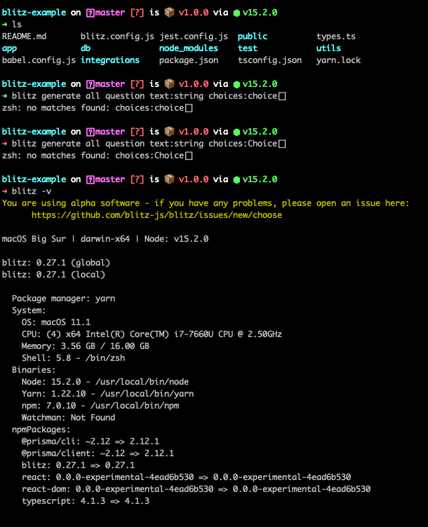 Documentation getting started blitz generate all command does not work · Issue #563 · blitz-js ...