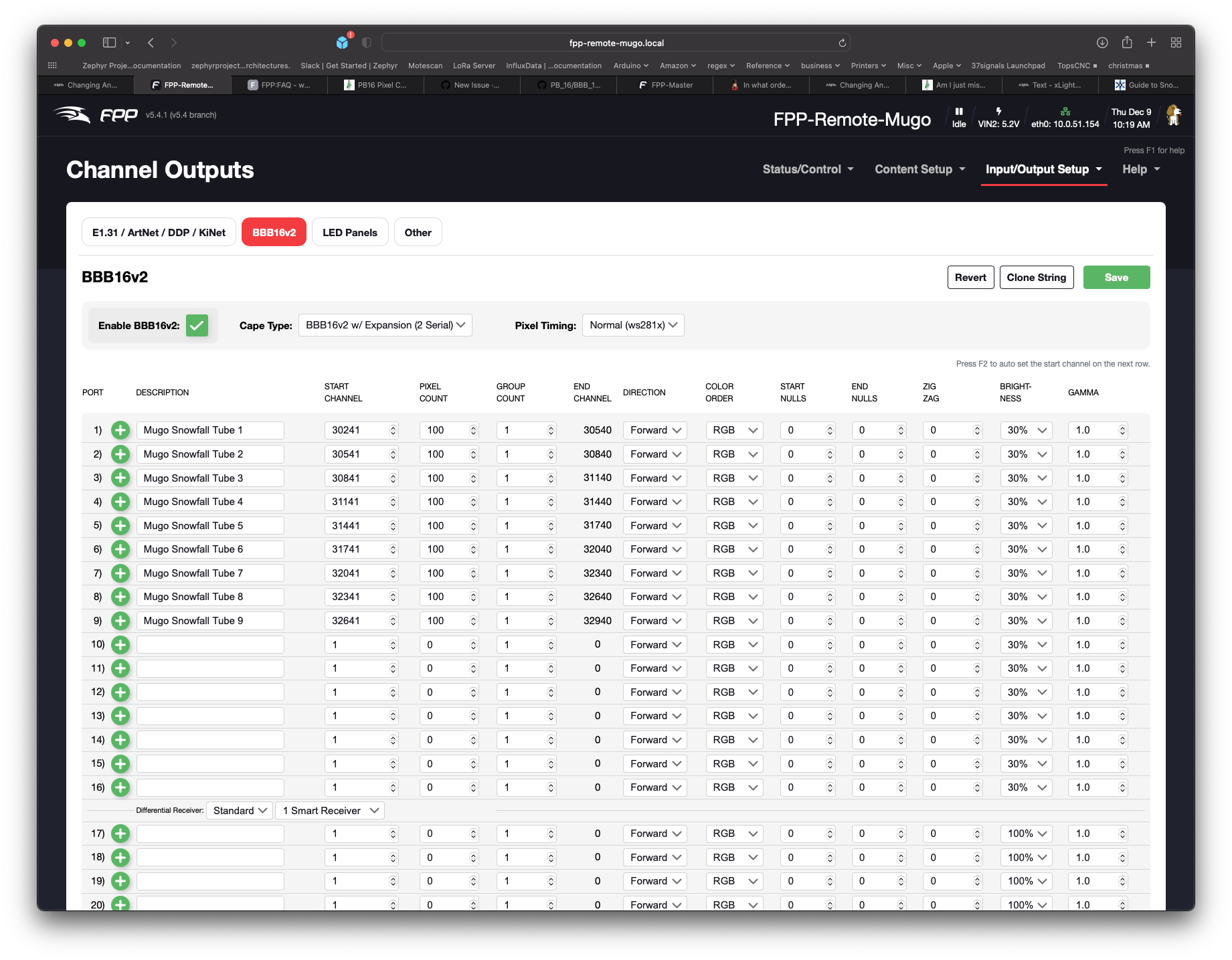 FPP reports abnormal condition: Could not not initialize output type ...