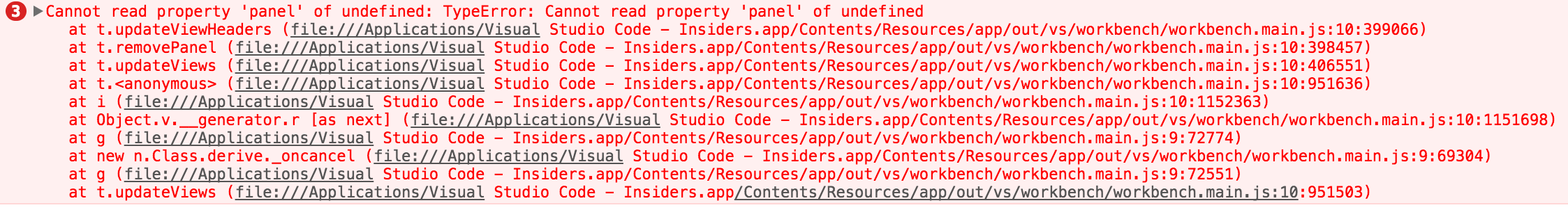 Cannot read property 'panel' of undefined when searching extensions ...