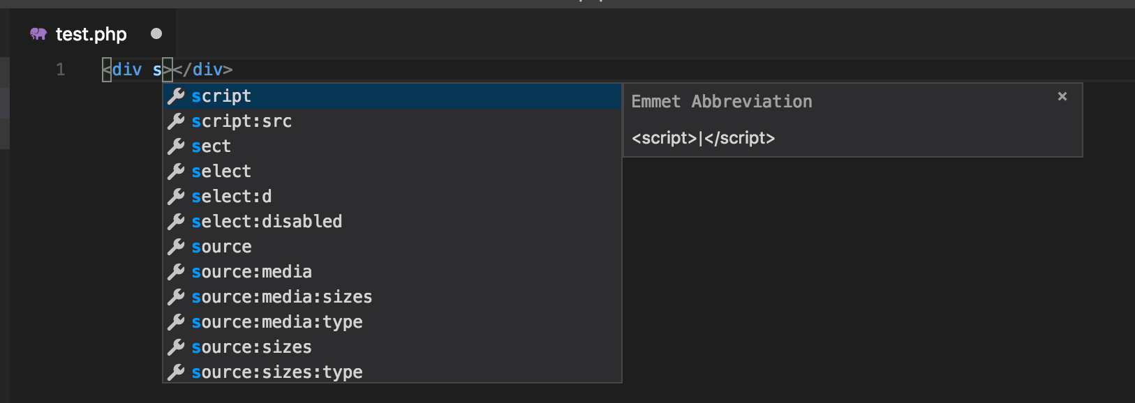 Emmet completions shouldn't appear inside open tag · Issue #45634 · microsoft/vscode · GitHub
