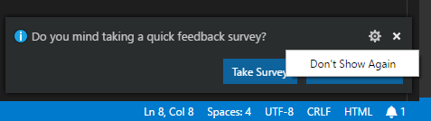 "No" option for feedback popup · Issue #51353 · microsoft/vscode · GitHub