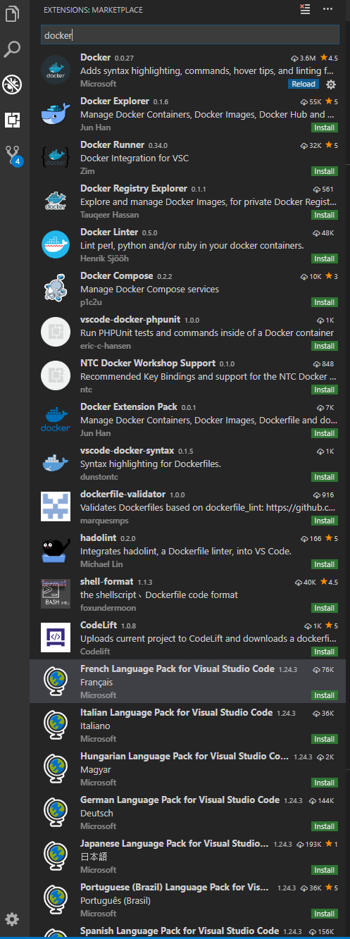 Search for docker gives language packs in the result · Issue #52362 ...