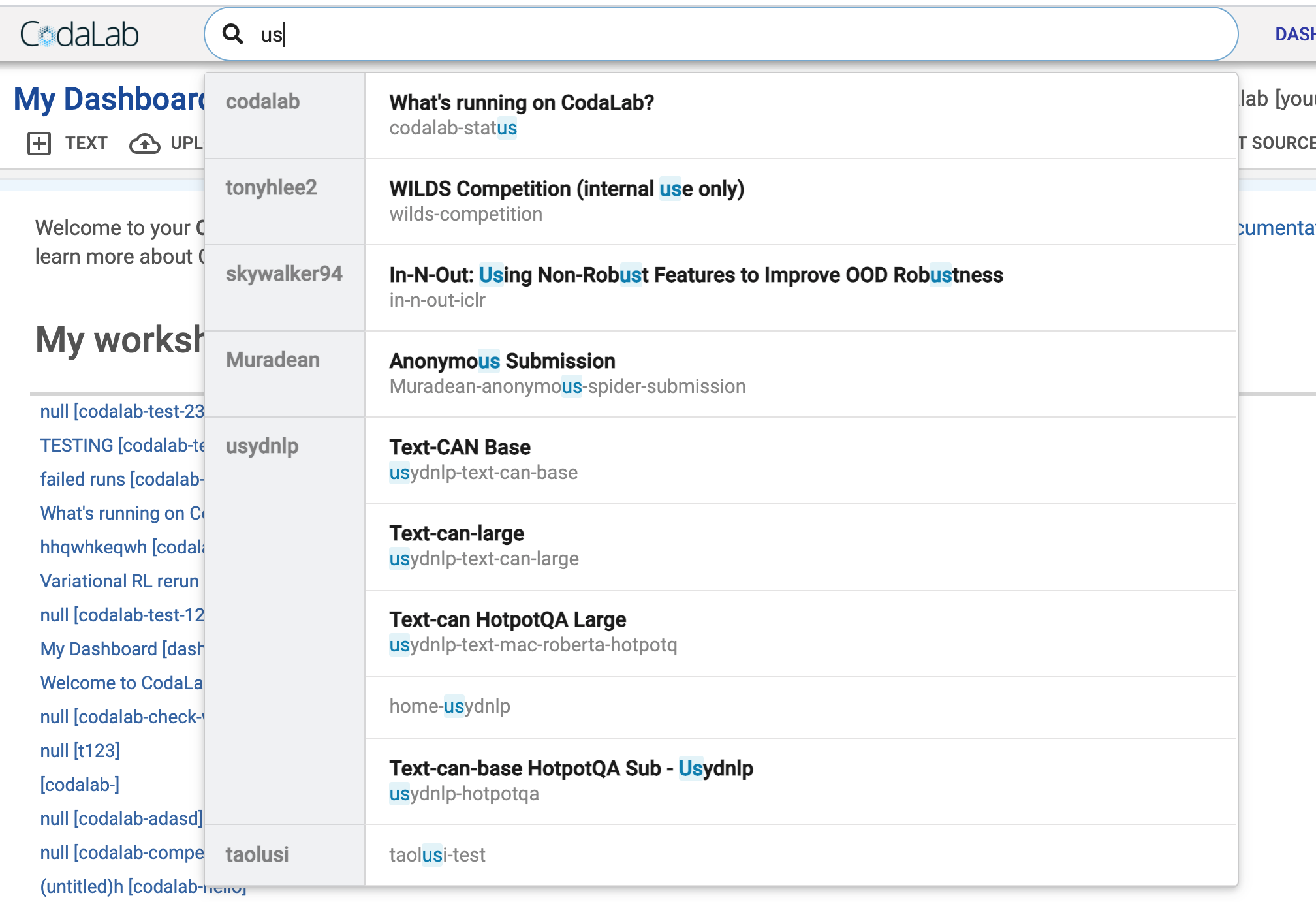 Make users clickable in the search results · Issue #3360 · codalab ...