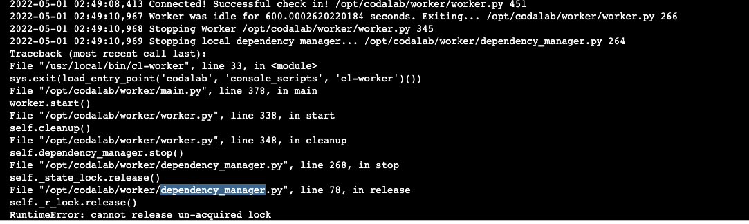 RuntimeError: cannot release un-acquired lock · Issue #4092 · codalab/codalab-worksheets · GitHub