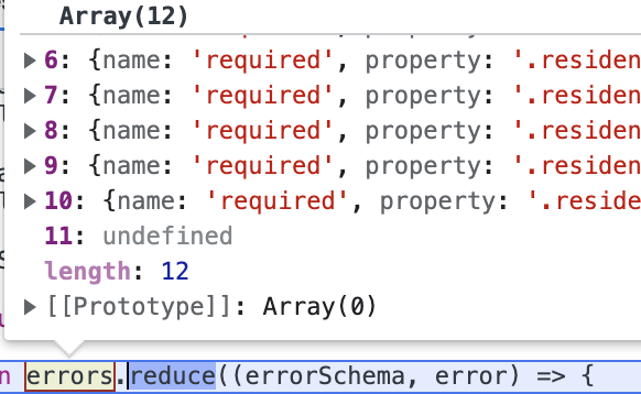$data gives error in toErrorSchema: Cannot destructure property 'property' of 'error' as it is ...
