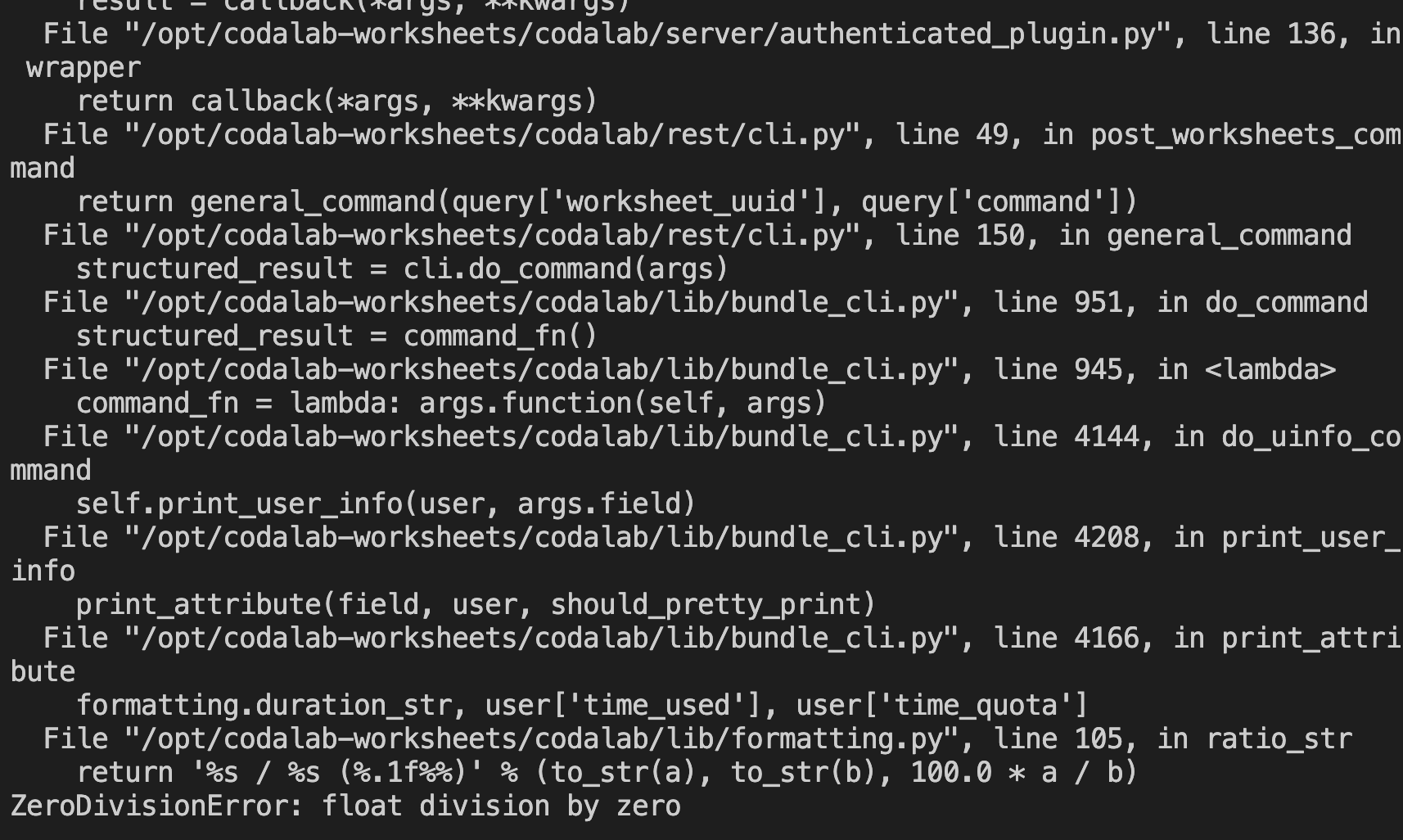 Setting a user's time quota to 0 causes everything to crash · Issue #4374 · codalab/codalab ...
