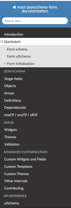 Feedback on doc restructure · Issue #1692 · rjsf-team/react-jsonschema-form · GitHub