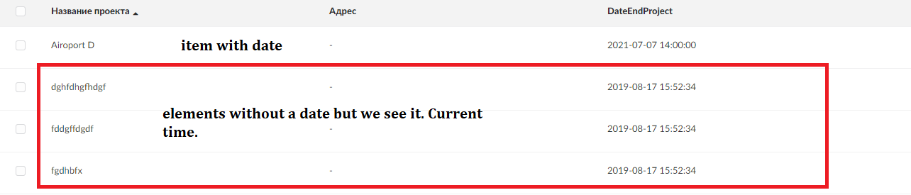 An empty date is displayed incorrectly in the list of elements · Issue ...
