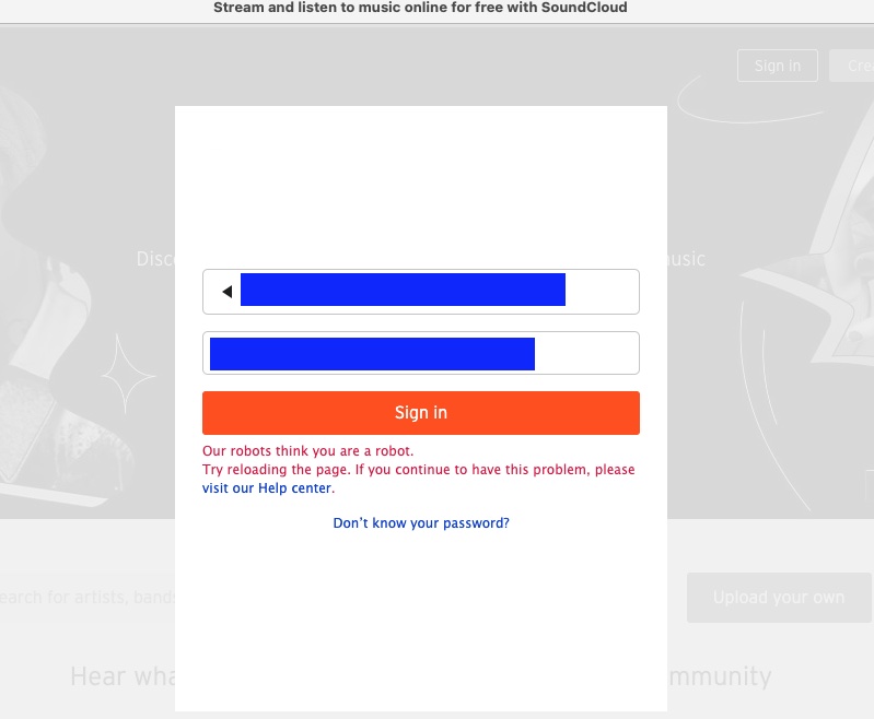 Soundcloud.com app is detected as robot activity in login page · Issue #1291 · nativefier ...