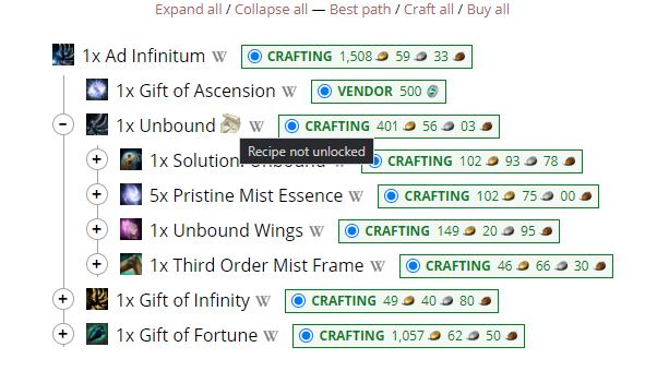 [Idea] Crafting Calculator "recipe unlocked" · Issue #1491 · gw2efficiency/issues · GitHub