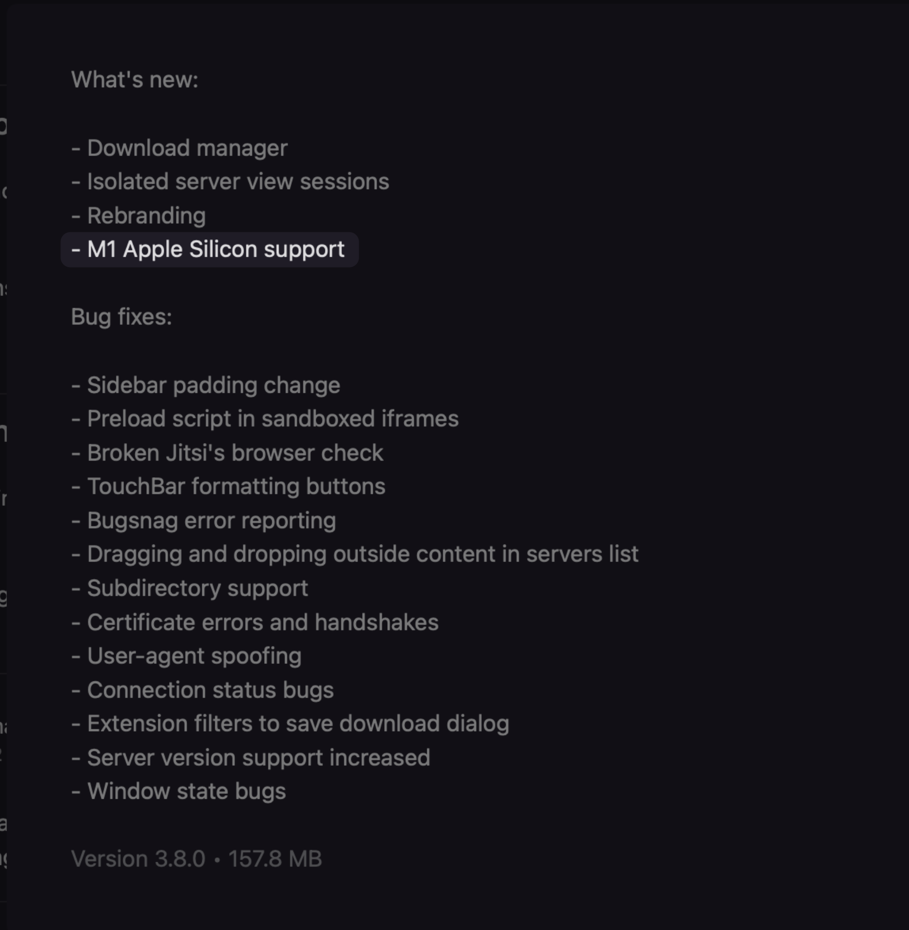 macos displays grey area instead chat after update from 3.0.0 to 3.8.0 ...