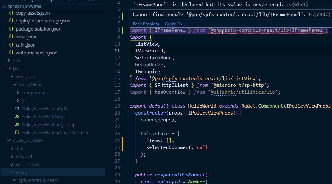IFramePanel module not found · Issue #397 · pnp/sp-dev-fx-controls-react · GitHub