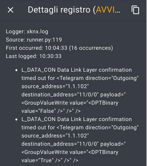 KNX (xknx) L_DATA_CON warning · Issue #76913 · home-assistant/core · GitHub