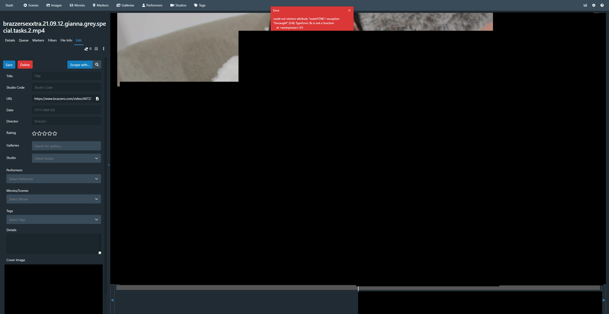 Bug Report Error When Scraping From Brazzers · Issue 3395 · Stashappstash · Github