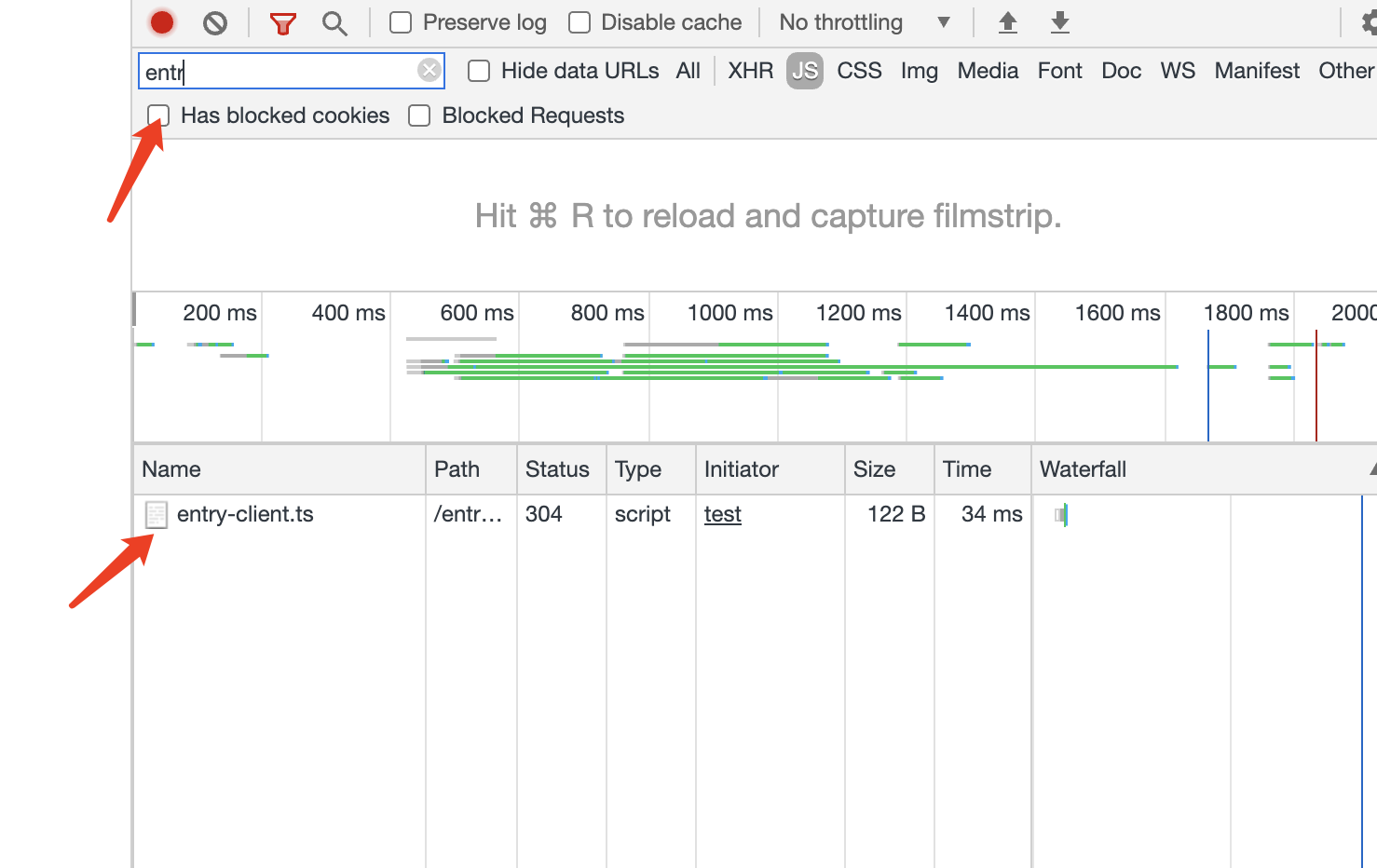 the browser load the js file one more time when i import the entry-js ...