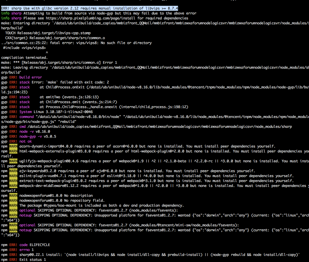 ERR! sharp Use with glibc version 2.12 requires manual installation of libvips >= 8.7.4 · Issue ...