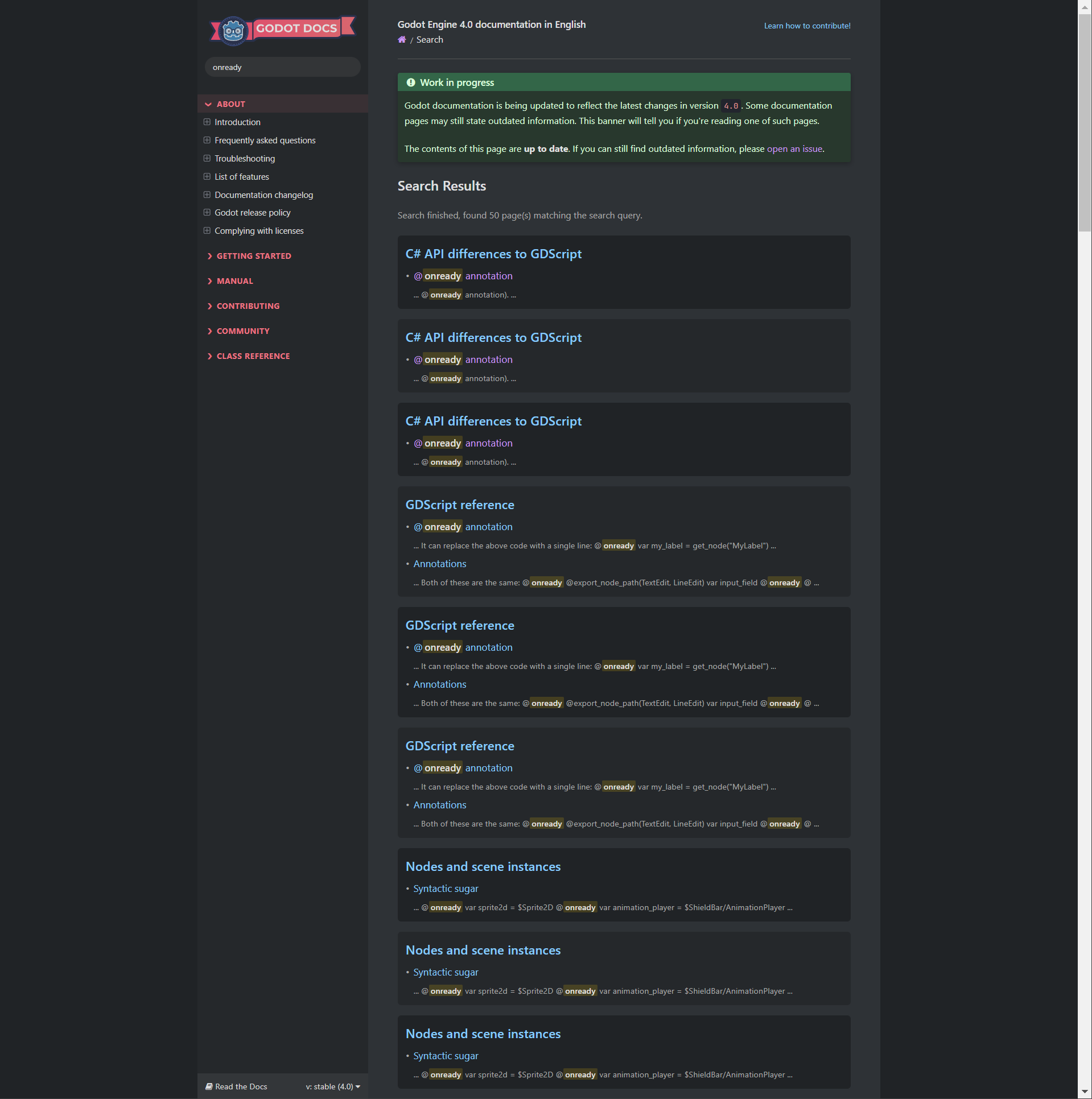 Duplicate Docs Search Results · Issue 7015 · Godotenginegodot Docs