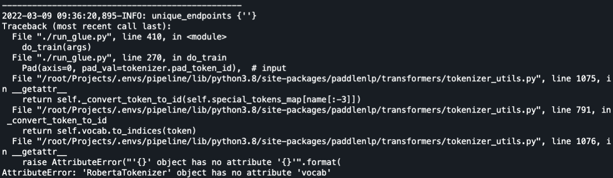 RobertaTokenizer不能载入本地模型 · Issue #1745 · PaddlePaddle/PaddleNLP · GitHub