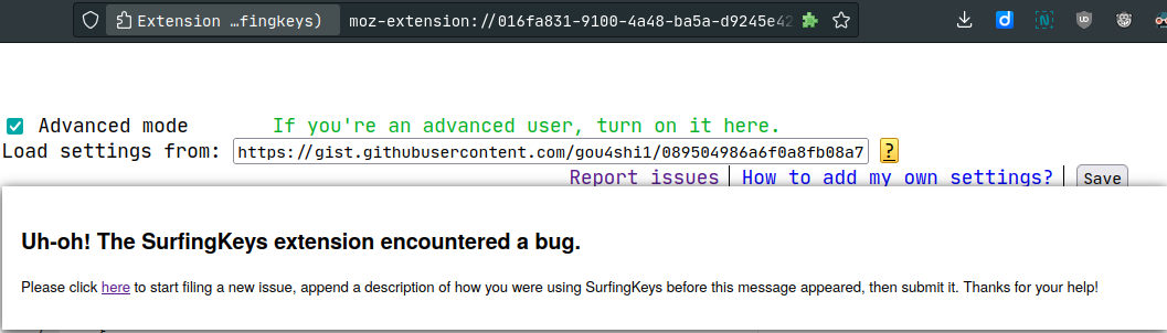Mode Insert pushed into mode stack again. · Issue #1903 · brookhong/Surfingkeys · GitHub
