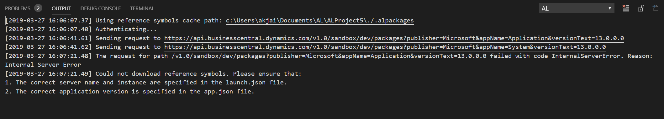 VSCode - AL - Unable to download symbols · Issue #4787 · microsoft/AL ...