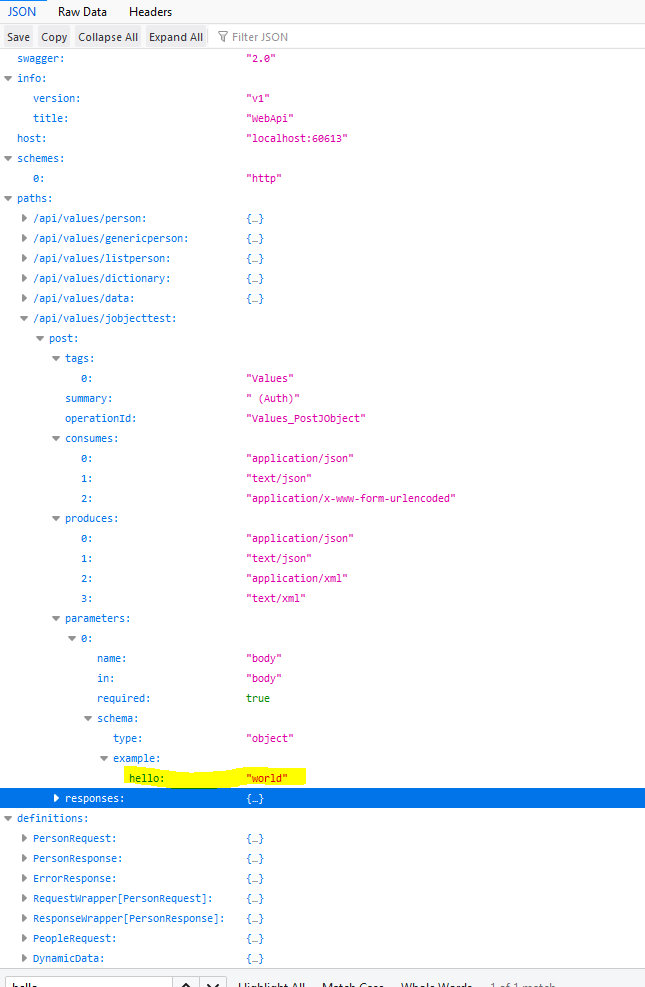 Make Request Example for JObject Paramater of POST Call · Issue #45 · mattfrear/Swashbuckle ...