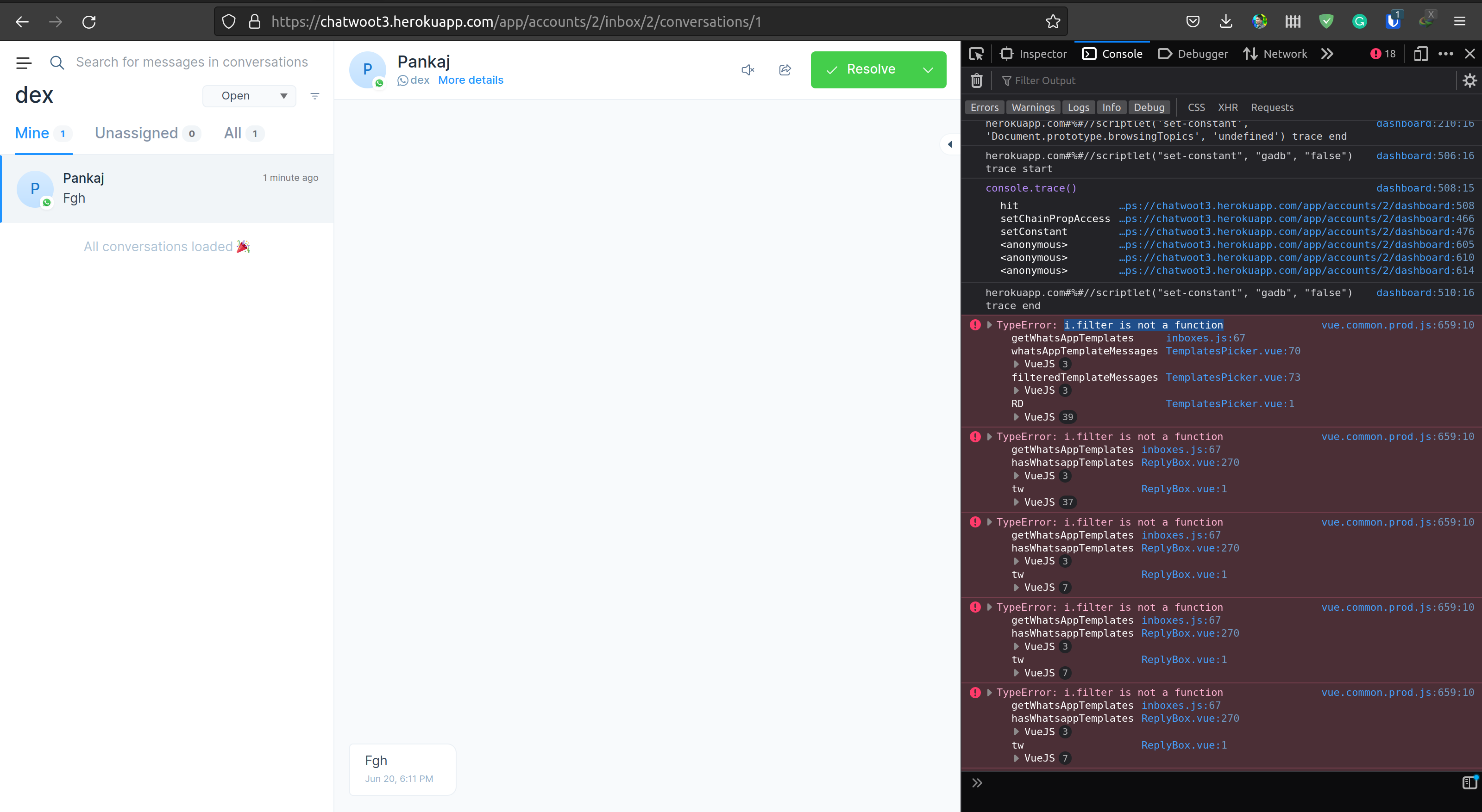 Whatsapp 360dialog Vue js broken · Issue #4895 · chatwoot/chatwoot · GitHub Whatsapp 360dialog Vue js broken · Issue #4895 · chatwoot/chatwoot · GitHub