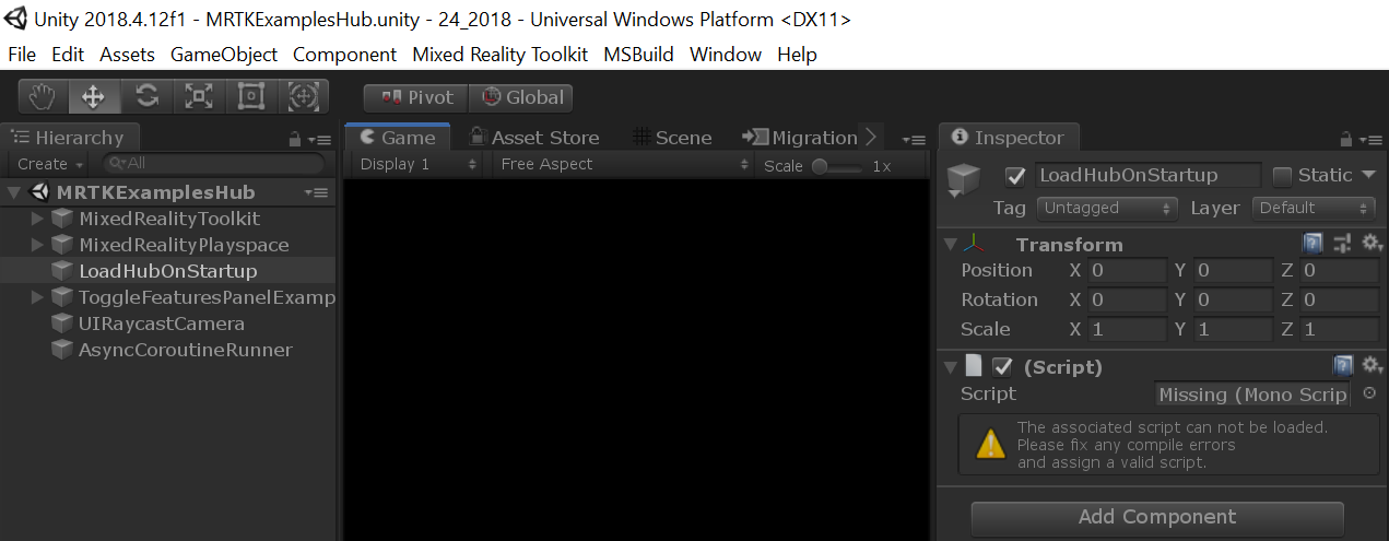 MRTKExamplesHub not loading any scenes without Extension package · Issue #7852 · microsoft ...