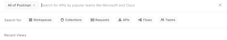 Postman App -> "Search Postman" -> "All of Postman" control and close control does not work ...