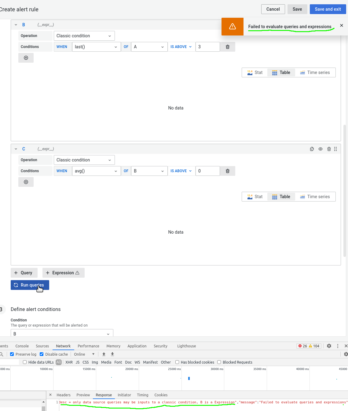 Unified Alerting: "Run Queries" does not show full error · Issue #34506 · grafana/grafana · GitHub