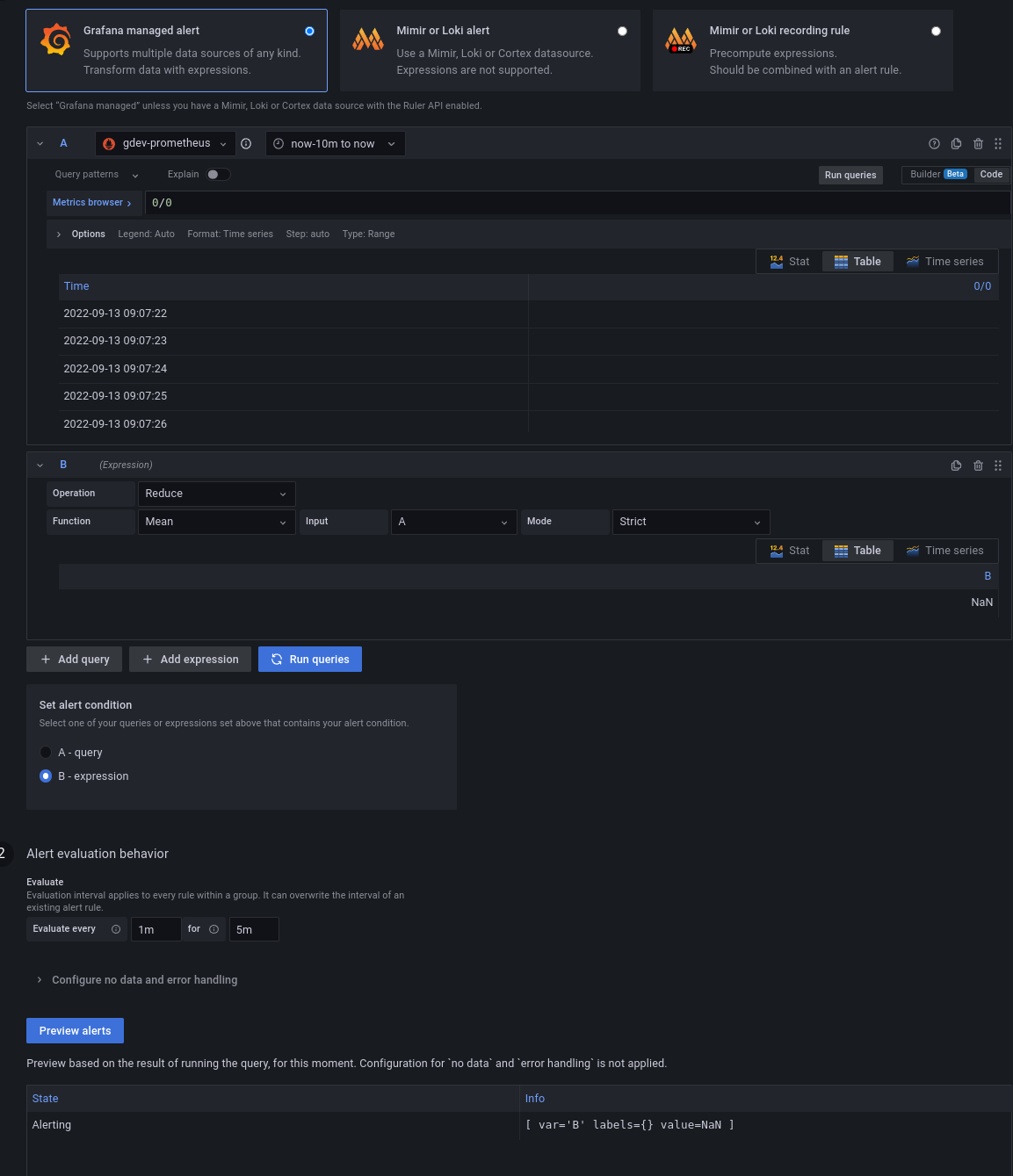 Prometheus returning zero for some queries instead of NaN · Issue #54857 · grafana/grafana · GitHub