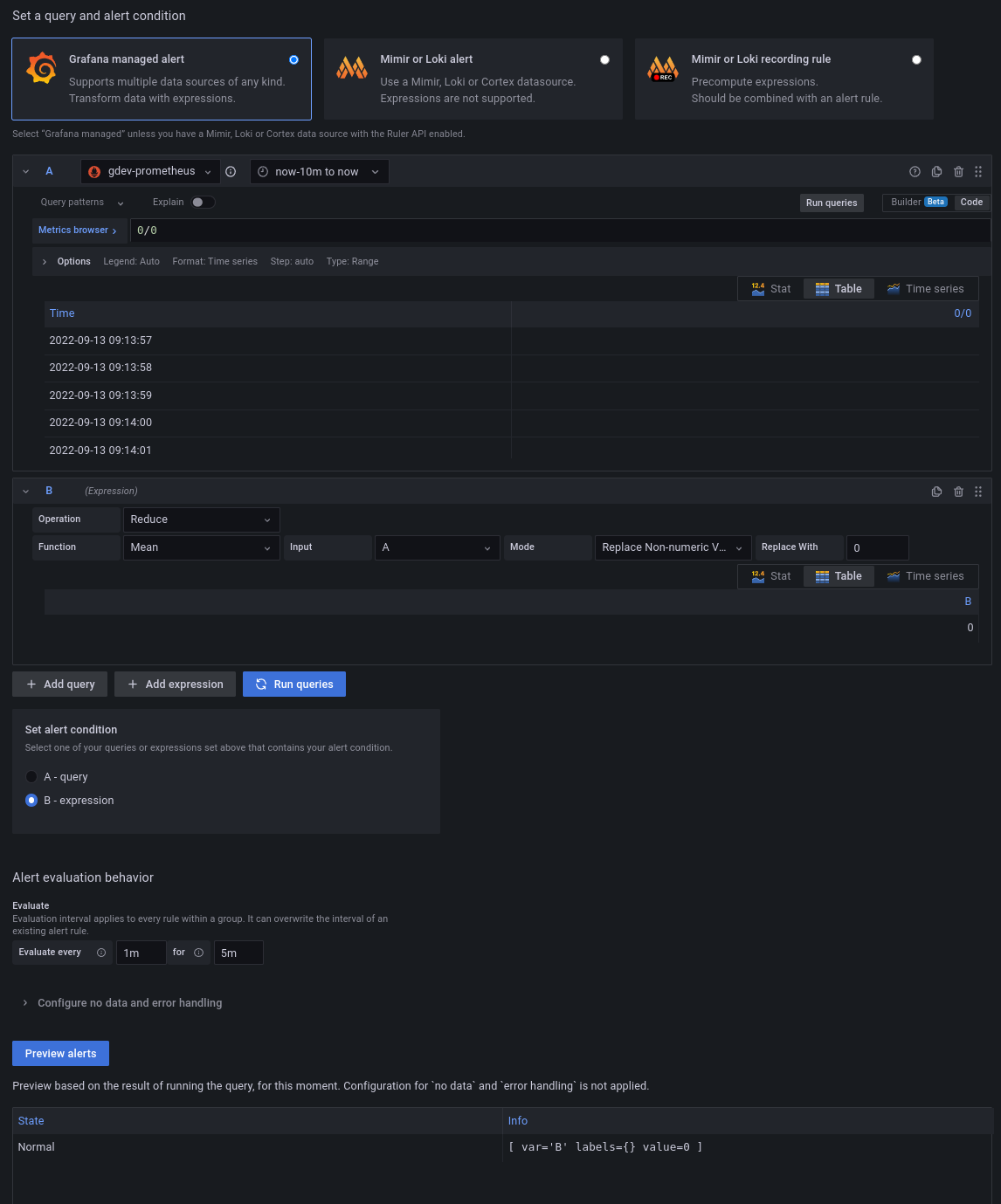Prometheus returning zero for some queries instead of NaN · Issue #54857 · grafana/grafana · GitHub