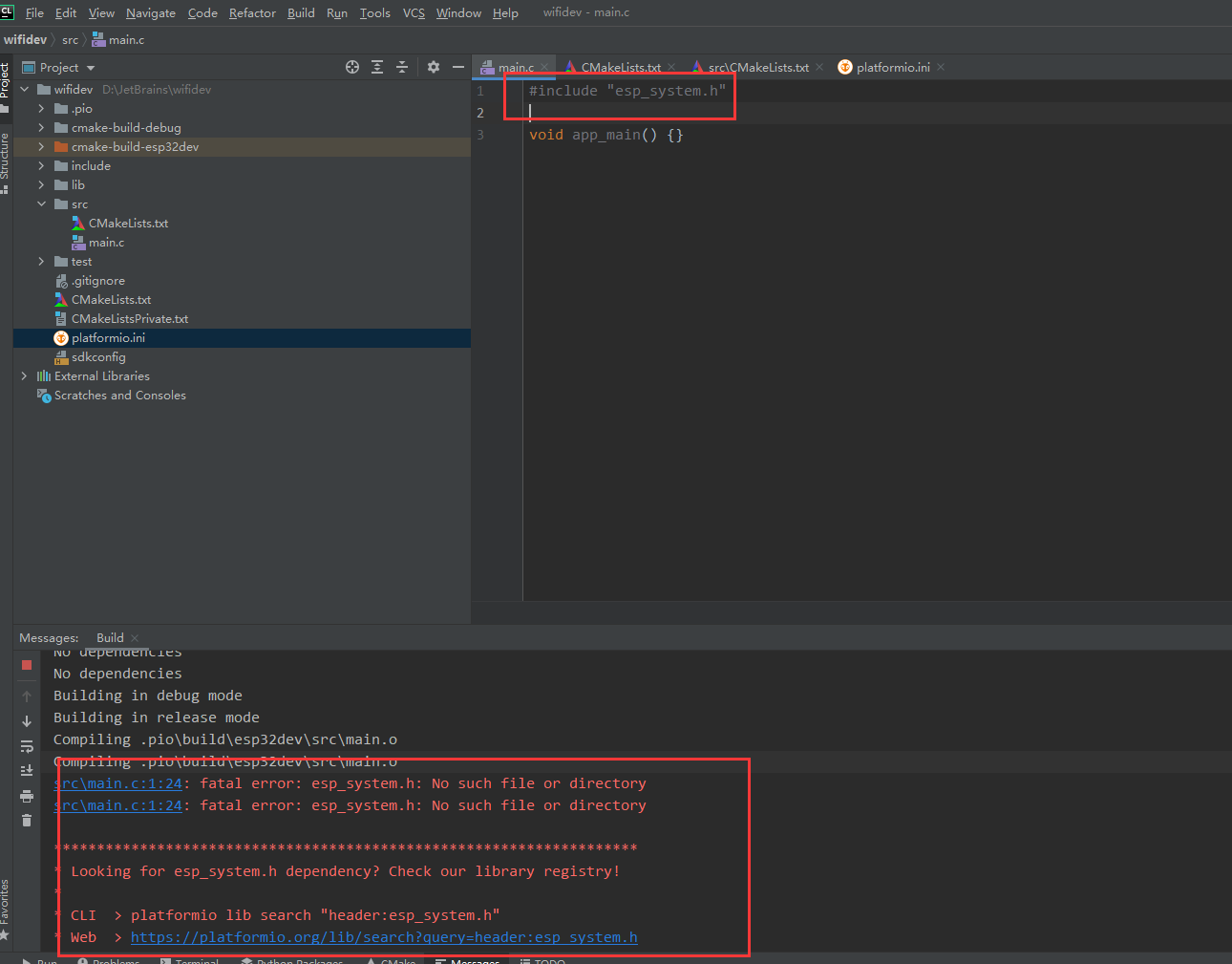New project code blank · Issue #583 · platformio/platform-espressif32 ...