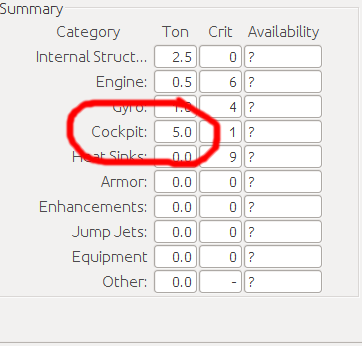 Primitive 'Mech Cockpit Weight Incorrect 0.47.2 · Issue #400 · MegaMek ...