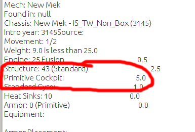 Primitive 'Mech Cockpit Weight Incorrect 0.47.2 · Issue #400 · MegaMek ...